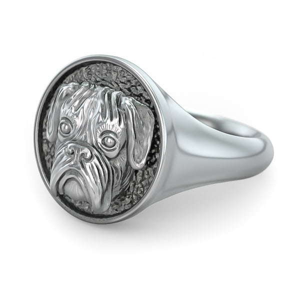 Boxer Classic Round Signet Ring made in the USA - Tiny Bling