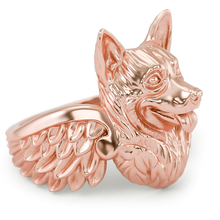Corgi Angel Wings Memorial Ring - Tiny Bling