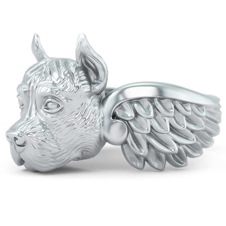 Pit Bull (cropped) Angel Wings Memorial Ring – TINY BLING