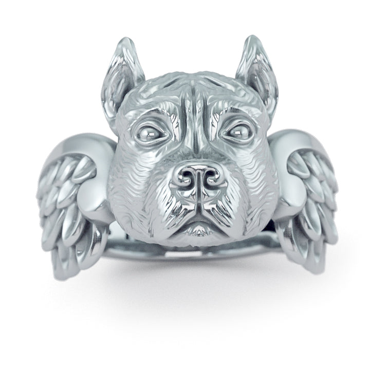 Pit Bull (cropped) Angel Wings Memorial Ring – TINY BLING