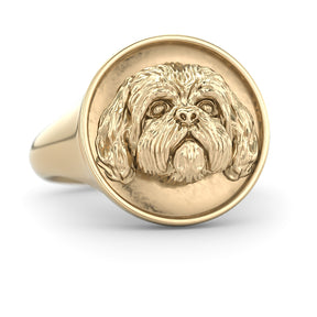 Shih Tzu Classic Round Signet Ring – TINY BLING