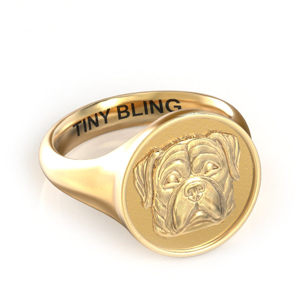 Rottweiler Classic Round Signet Ring – TINY BLING