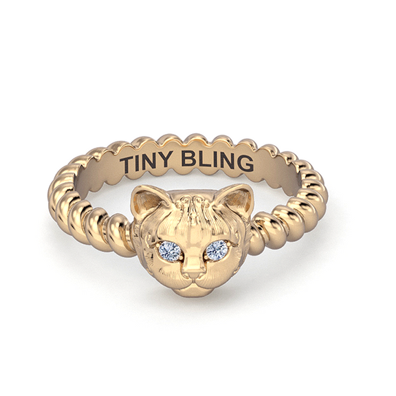 Diamond Cat Breed Twisted Wire Rope Ring – TINY BLING