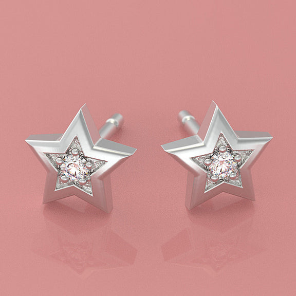 Star Twinkle Diamond Stud Earrings - Tiny Bling